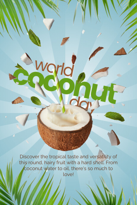 Copy of Blue 3d World Coconut Day Poster | PosterMyWall