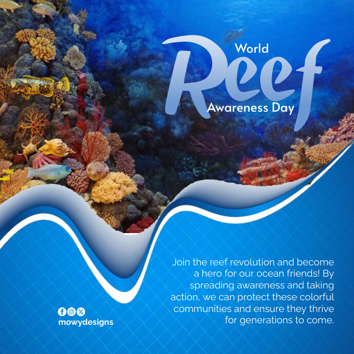 Blue 3d World Reef Awareness Day Instagram P Template | PosterMyWall