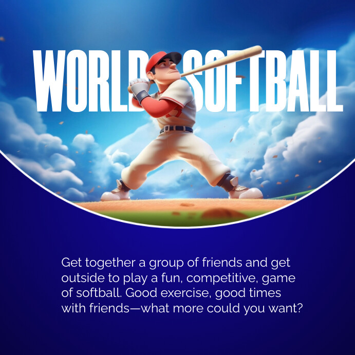 Blue 3d World Softball Day Instagram Post Template | PosterMyWall