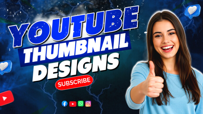 Blue 3d Youtube Thumbnail Poster Flyer Youtube Thumbnail Template ...