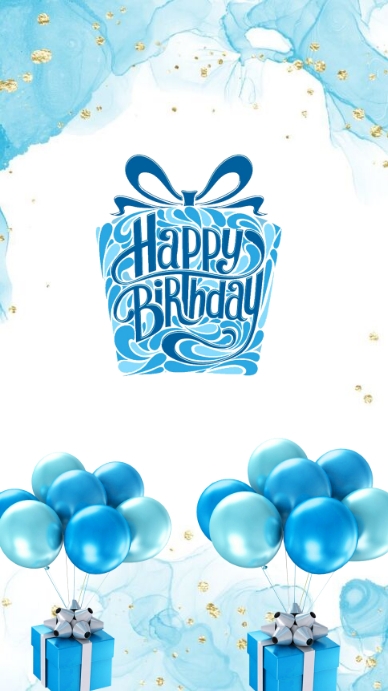 Copy of blue abstract background birthday greeting | PosterMyWall