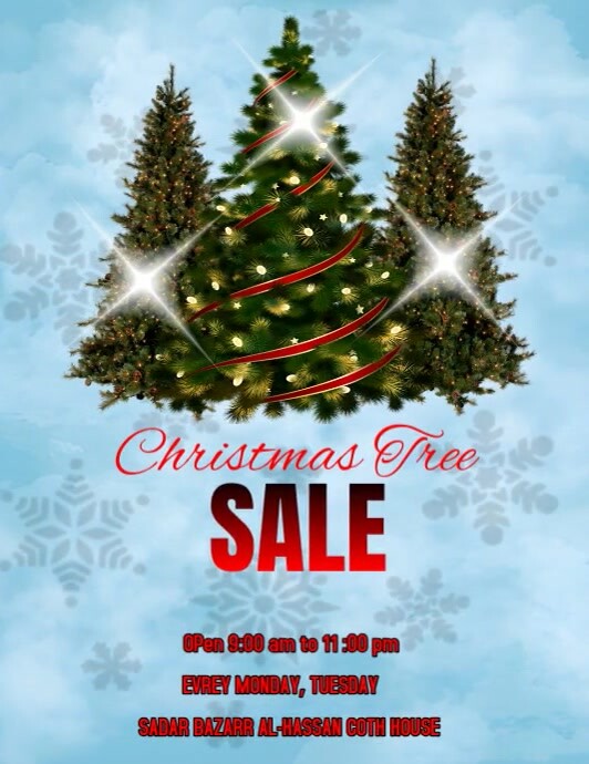 Plantilla de Blue Abstract Christmas Tree Sale Flyer (us Letter ...