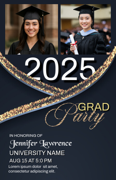 blue abstract design graduation party card template | PosterMyWall