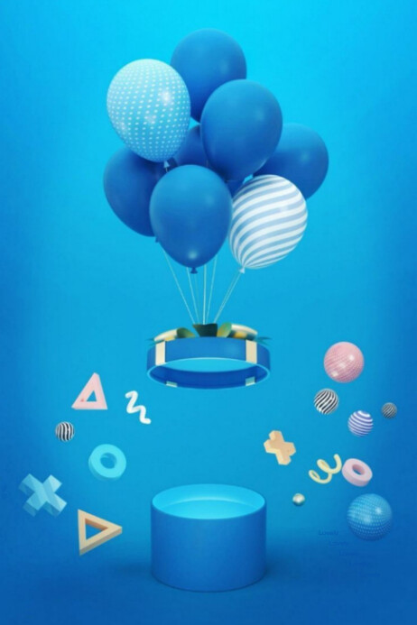 Copy of Blue Abstract Floating Blue Celebration Poster | PosterMyWall