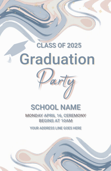 Blue Abstract Graduation party card design Template | PosterMyWall