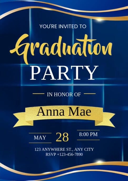 Blue Abstract Graduation Party Template | PosterMyWall