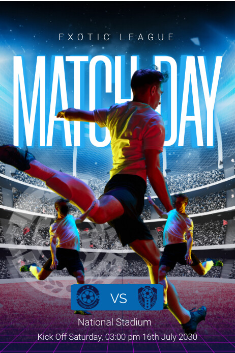Blue Abstract Match Day Flyer Template | PosterMyWall