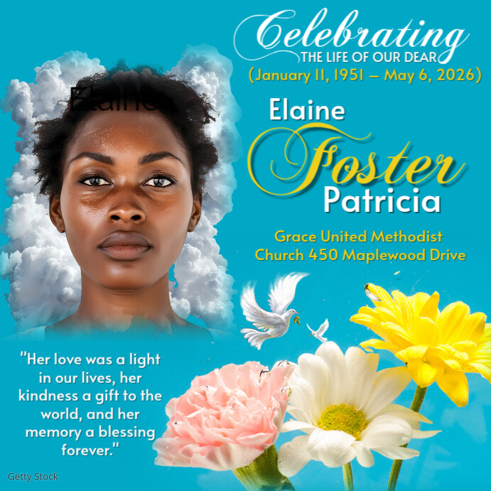 Blue Abstract Memorial Funeral Announcement Flyer Instagram Post ...