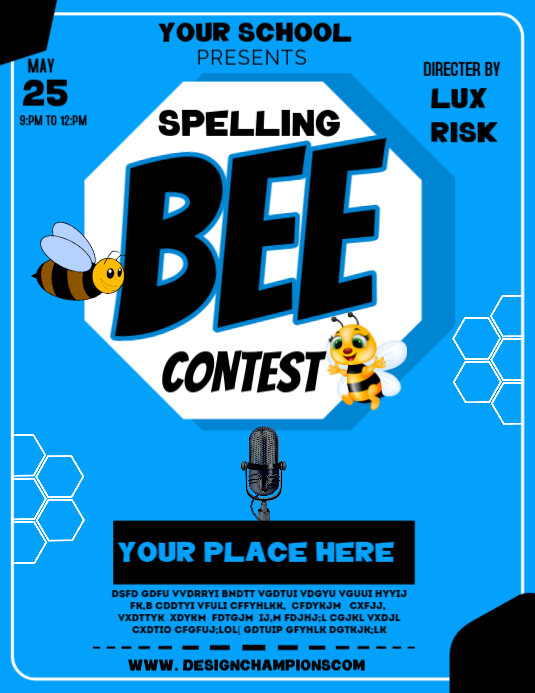 Blue Abstract Spelling Bee Design Flyer (us Letter) Template | PosterMyWall