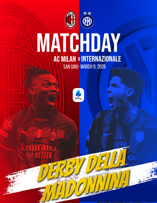 Plantilla de Blue Ac Milan Vs Inter Milan Matchday Flyer (us Letter ...
