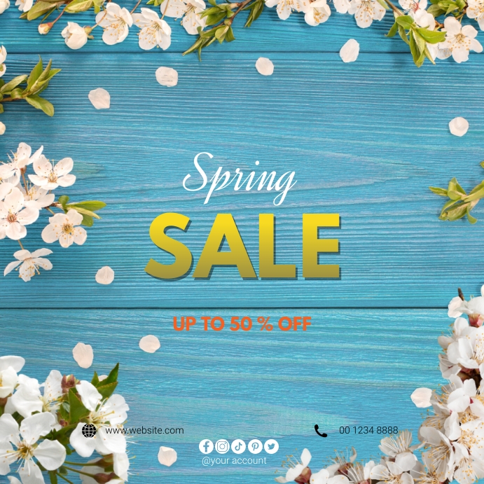 Blue Aesthetic Hello Spring Instagram Post Template | PosterMyWall