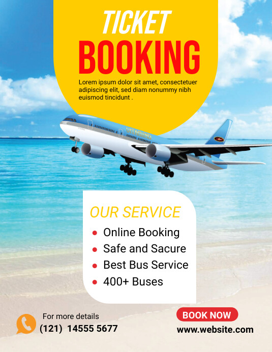 Copy of Blue Air Ticket Booking Ad Template Flyer (us | PosterMyWall