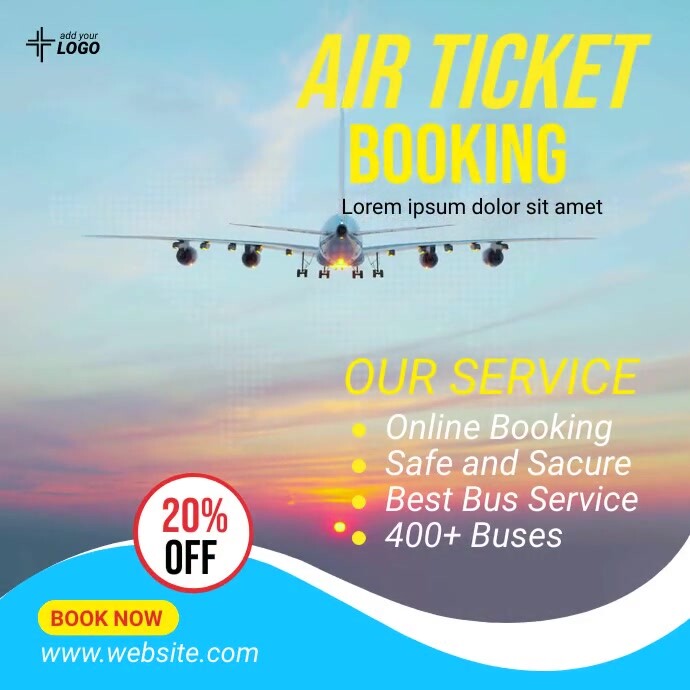 Copy of Blue Air Ticket Booking Ad Template Instagram | PosterMyWall