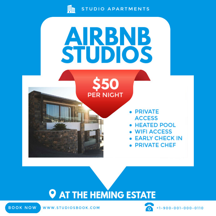 Copy of Blue Airbnb Studio Instagram Post | PosterMyWall