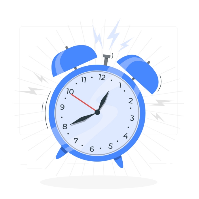 Plantilla de Blue alarm clock white background | PosterMyWall