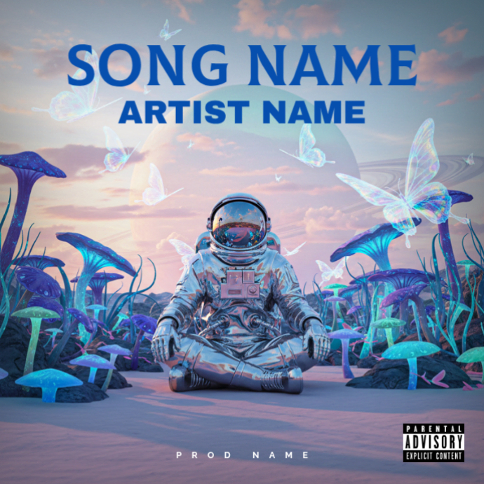 Blue Album Cover astronaut yoga Template | PosterMyWall