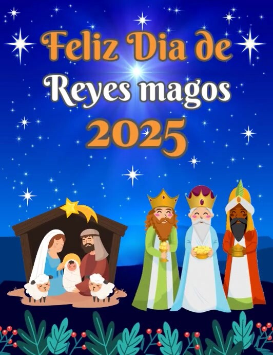 Blue Alegre Three Kings Day Celebration Volante (carta Us) Template ...