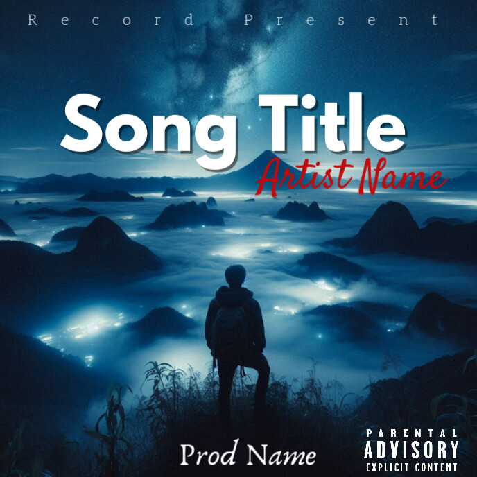 Modèle Blue Alone Man Mountains Song Album Cover Album Cover | PosterMyWall