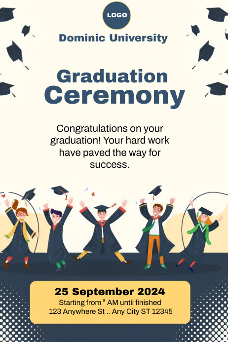 Blue and Beige minimalist graduation ceremony Template | PosterMyWall