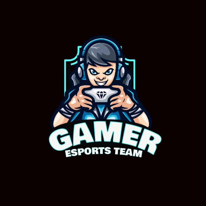 Blue and Black Illustrative Gaming Esports Logo Template | PosterMyWall