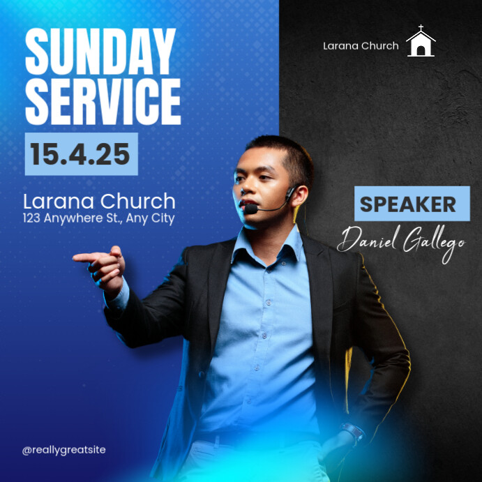 Plantilla de Blue and Black Modern Creative Sunday Service Church ...
