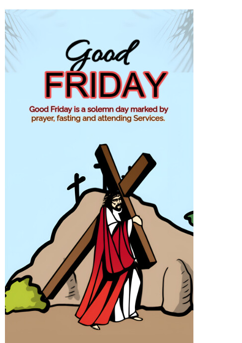 Blue and Brown Illustrative Good Friday Design Template | PosterMyWall