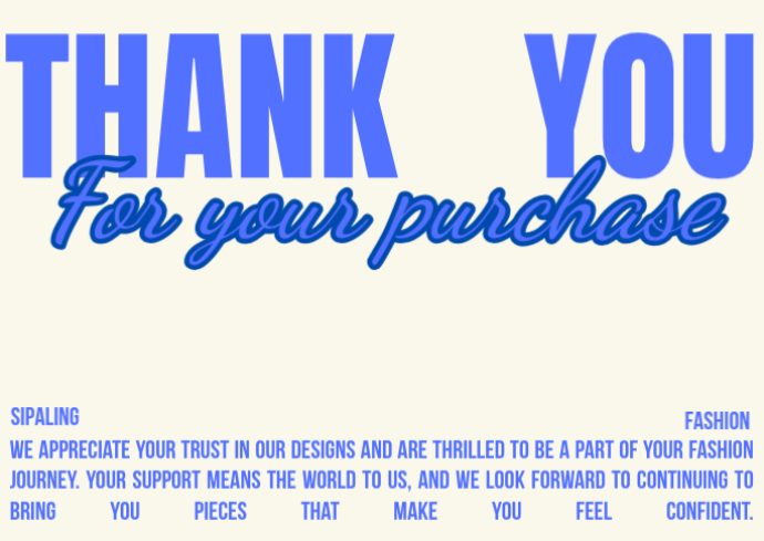 Plantilla de Blue and Cream Modern Bold Thank you Card | PosterMyWall