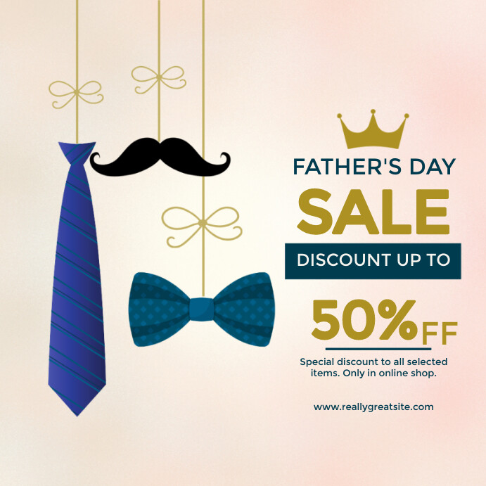 Blue And Gold Father's Day Sale Instagram Pos Template | PosterMyWall