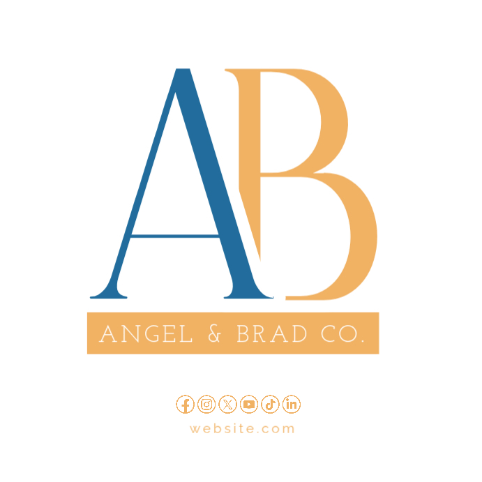 Blue and Gold Professional Typographic Minimalist AB initials logo ...