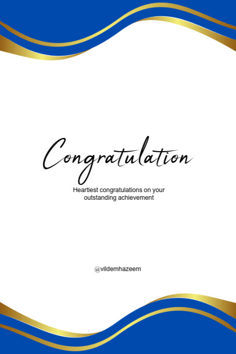 Blue and Gold Simple Congratulations Card Templat | PosterMyWall