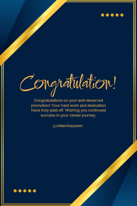 Copy of Blue and Gold Simple Congratulations Card | PosterMyWall