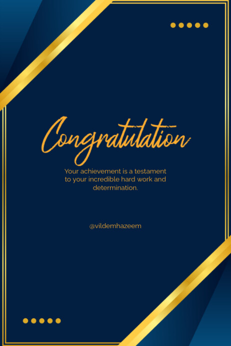 Blue and Gold Simple Congratulations Card Template | PosterMyWall