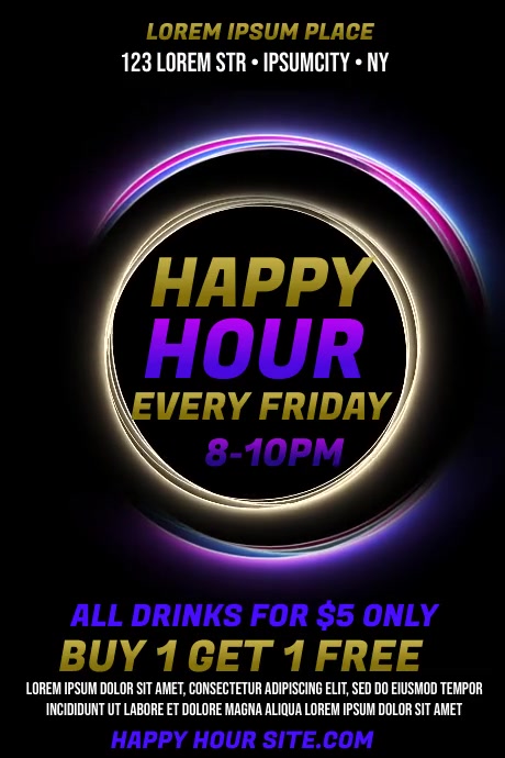 Copy of Blue and golden happy hour teamplate | PosterMyWall