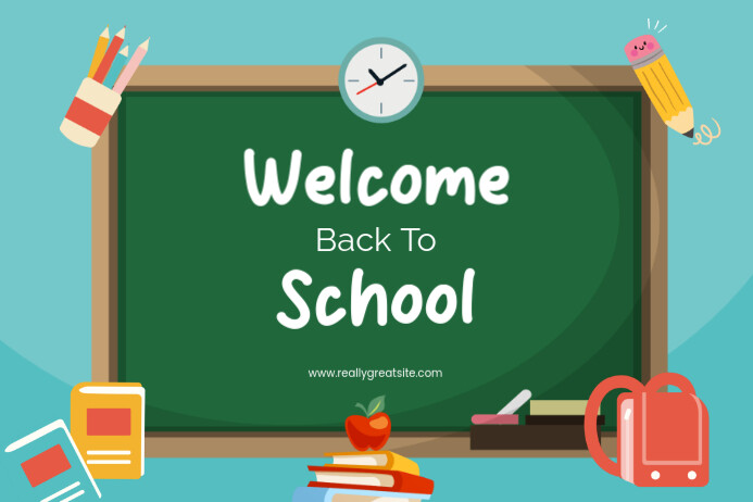 Blue and Green Illustrative Welcome Back To School Double Sided Poster ...