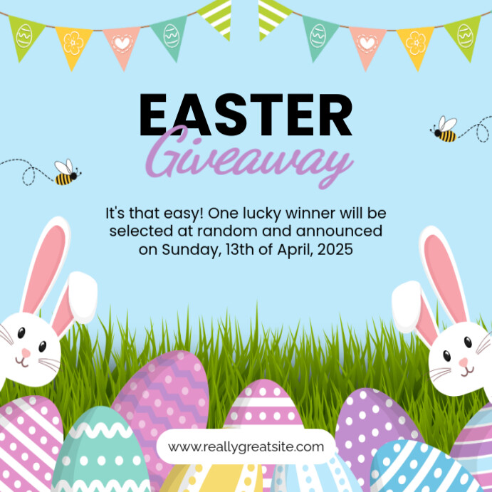 Blue and Green Modern Easter Giveaway Facebook Post Template | PosterMyWall