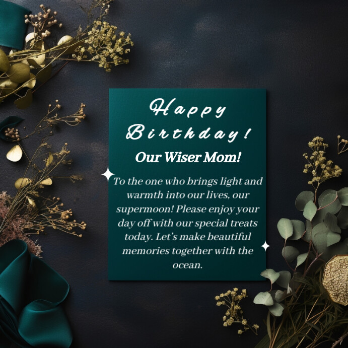 Blue And Green Modern Happy Birthday With Quote Pos Instagram Template ...
