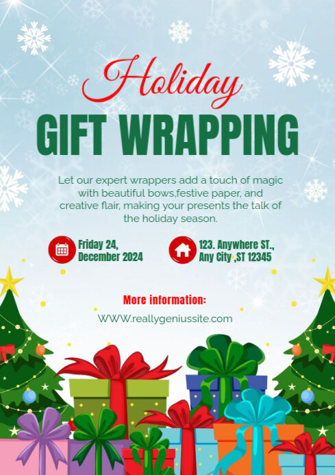 Copy of Blue And Green Playful Holiday Gift Wrapping Flyer A4 ...