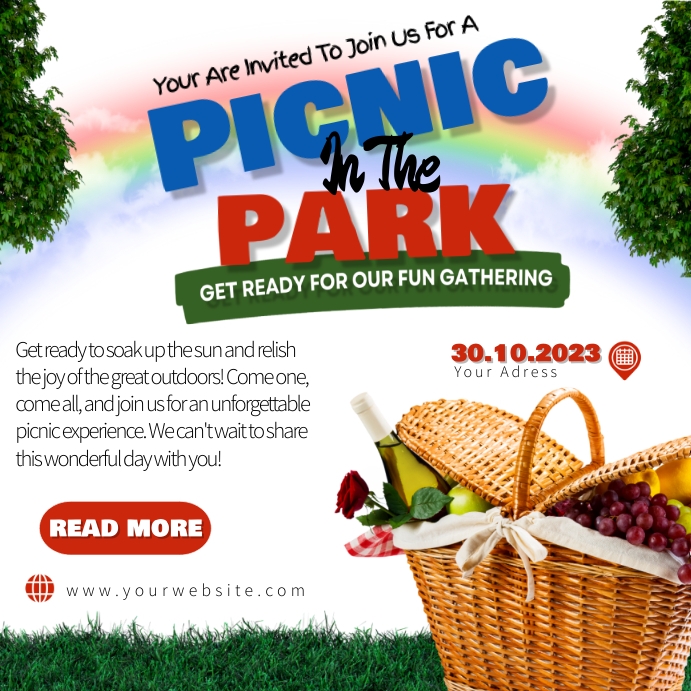 Blue and Green Playful Picnic In The Park Ins Template | PosterMyWall