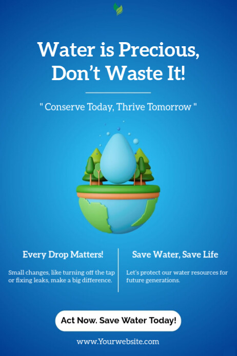 Blue and Green Water Poster Design | New World Water Day Poster Design ...