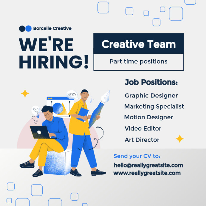 Copy of Blue and Grey Illustrative Creative Team Job Hiring Instagram ...