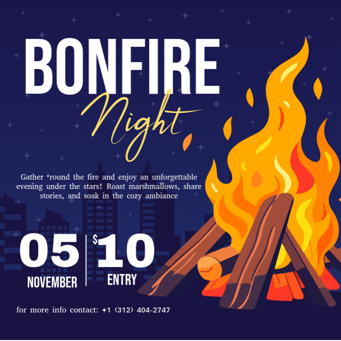 Copy of Blue and Orange Modern Bonfire Night November Instagram Post ...