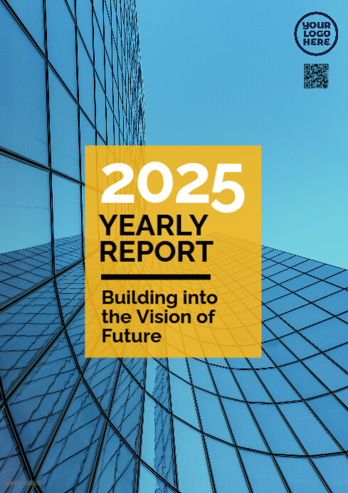 Blue and Orange Professional 2025 Yearly Report A4 Cover Template ...