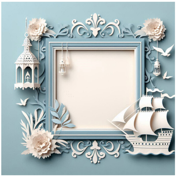 Blue and Pink Layered Paper Card Template | PosterMyWall