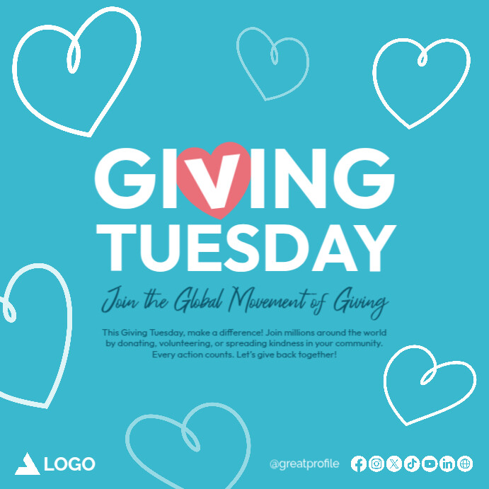 Plantilla de Blue and Pink Minimal Giving Tuesday Instagram Post ...