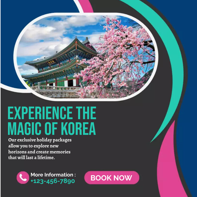 Blue And Pink Modern Travel To Korea Insta Template | PosterMyWall
