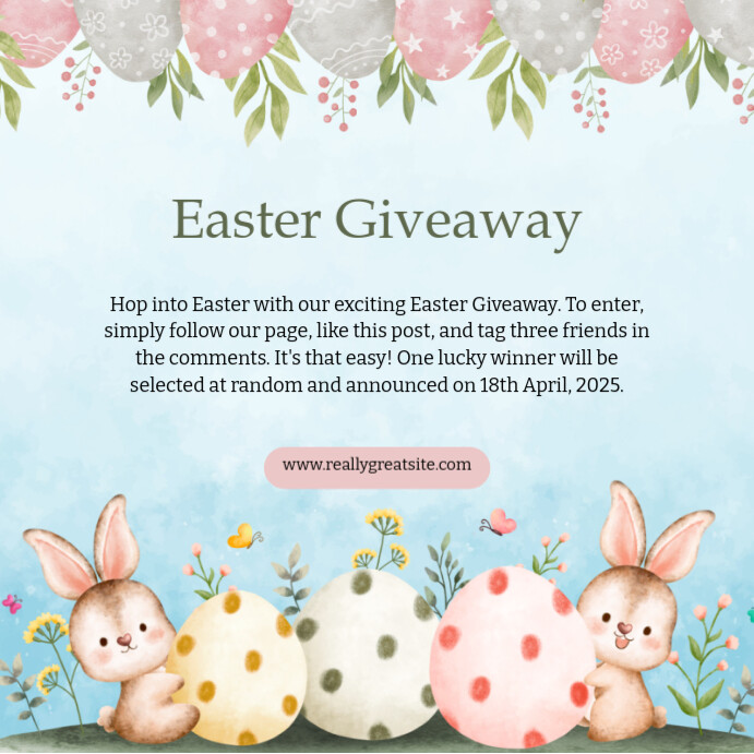 Modèle Blue and Pink Watercolor Easter Giveaway Facebook Post ...