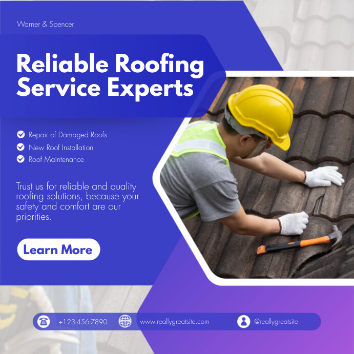 Copy of Blue and Purple Modern Reliable Roofing Servi | PosterMyWall