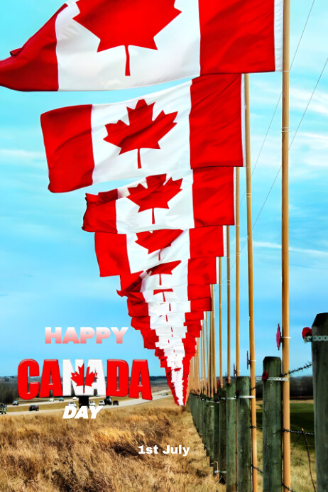 Blue and red Gradient Happy Canada Day Poste Template | PosterMyWall