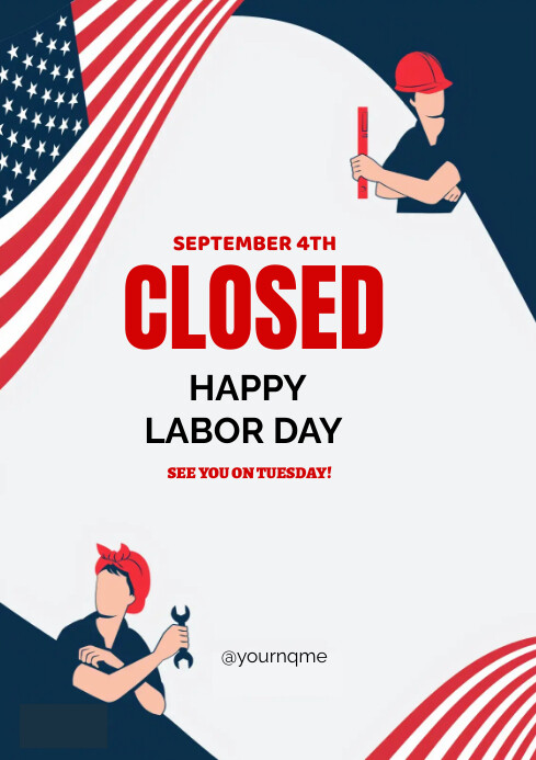 Blue and red labor day Template | PosterMyWall