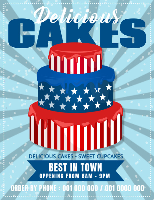 Blue and Red Processional and Illustrative cake flyer template ...